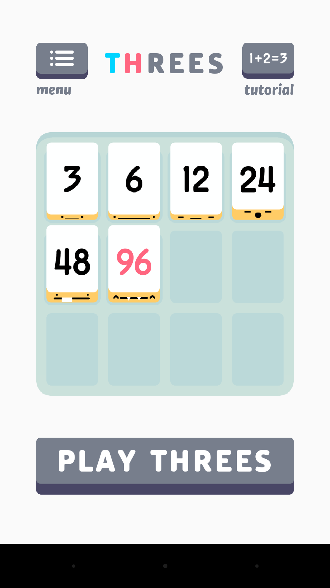 Threes!, il celebre puzzle game arriva anche per Android
