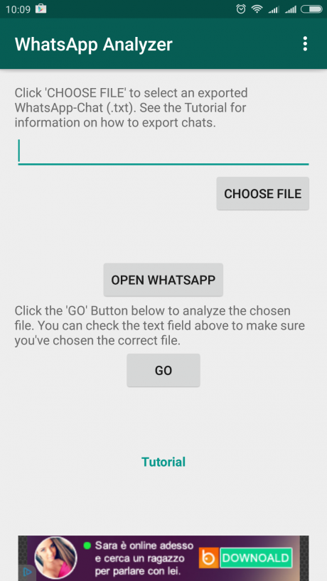 Analyzer for WhatsApp mostra le statistiche di utilizzo di WhatsApp