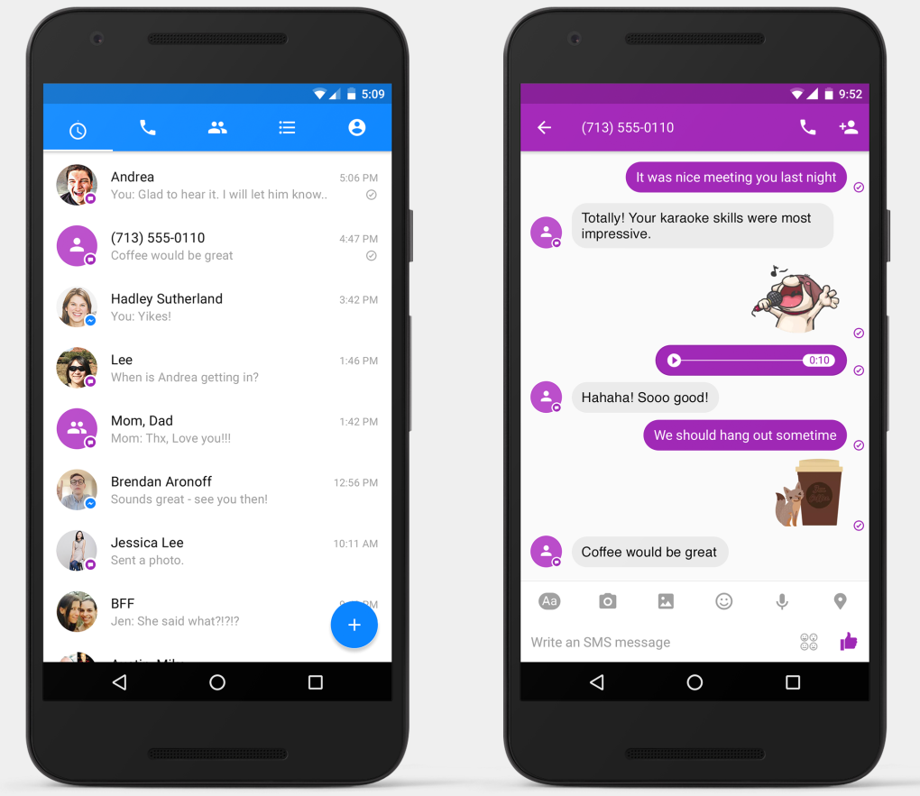 Facebook Messenger ora integra invio e ricezione di SMS nell'app