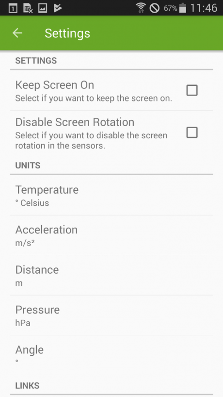 Sensors Toolbox visualizza i dati e i grafici in tempo reale ...