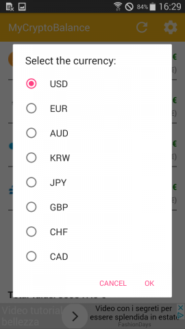 MyCryptoBalance permette di controllare l'andamento degli investimenti ...