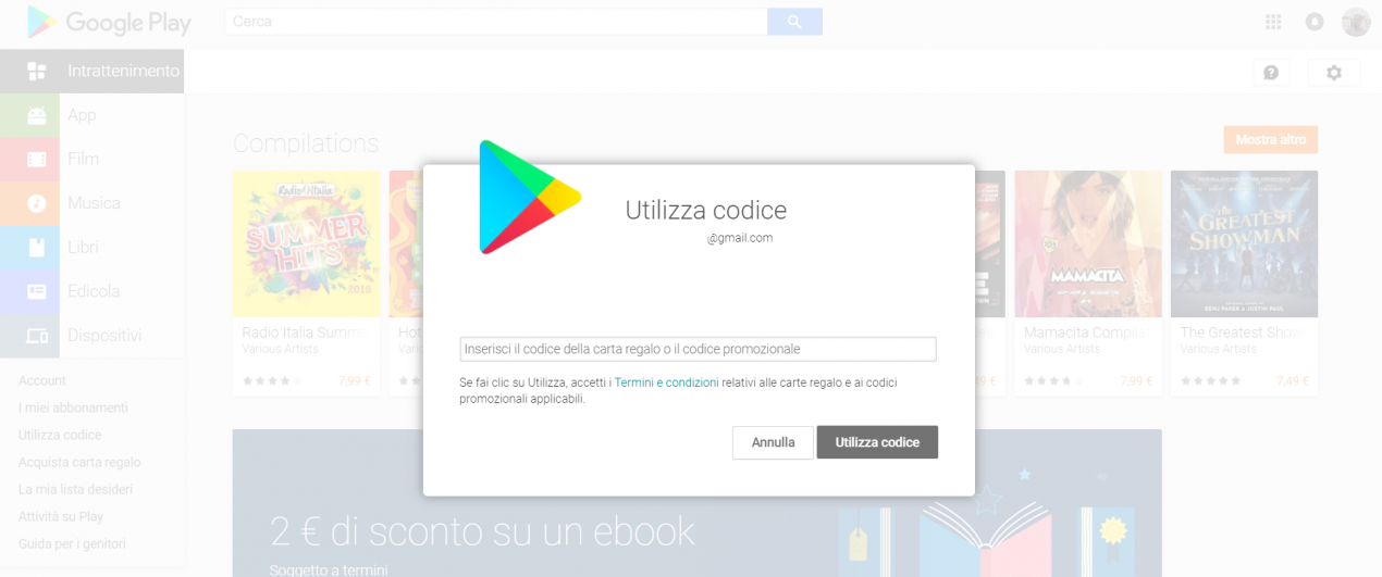 Come riscattare un codice regalo del Google Play Store - Codici Regalo ...