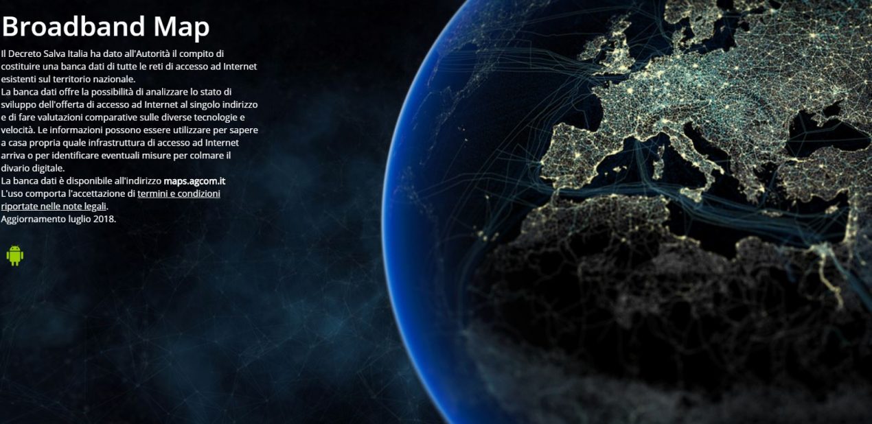 La Broadband Map dell'AGCOM si aggiorna con diverse novità