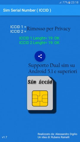 Sim Serial Number permette di leggere il codice ICCD delle SIM ...
