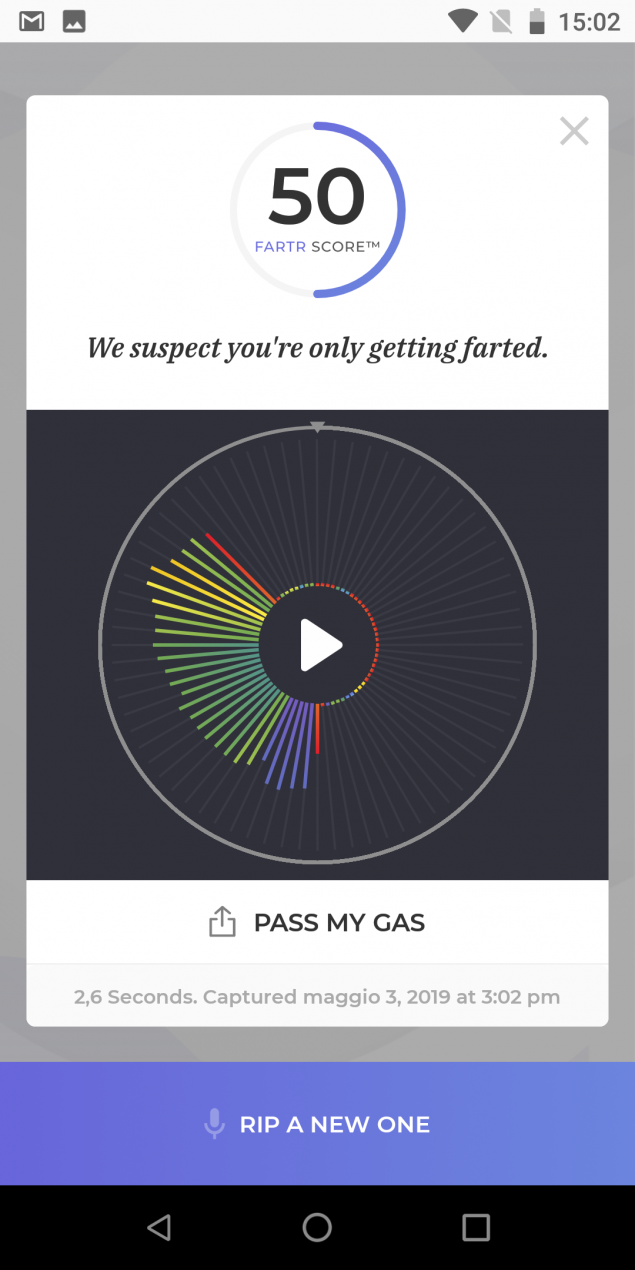 L'app Fartr crea delle visualizzazioni digitali delle flatulenze