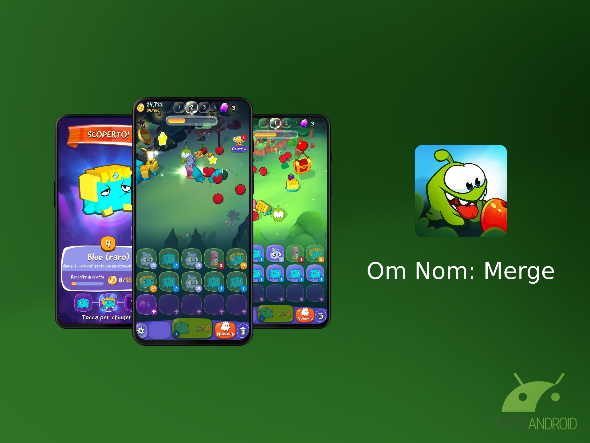 I personaggi di Cut the Rope fanno scorpacciate di frutta in Om Nom: Merge