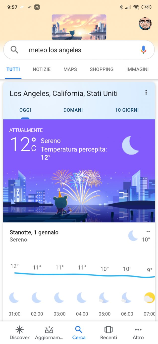 Anche Google Meteo festeggia il 2020 con una serie di immagini a tema