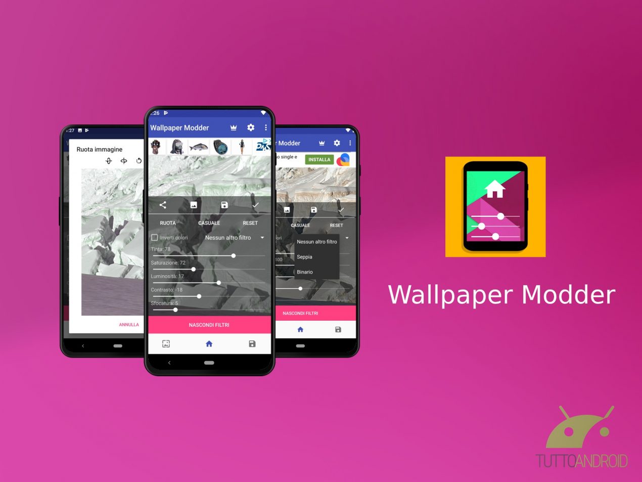 Wallpaper Modder offre un editor di sfondi e foto molto semplice e rapido