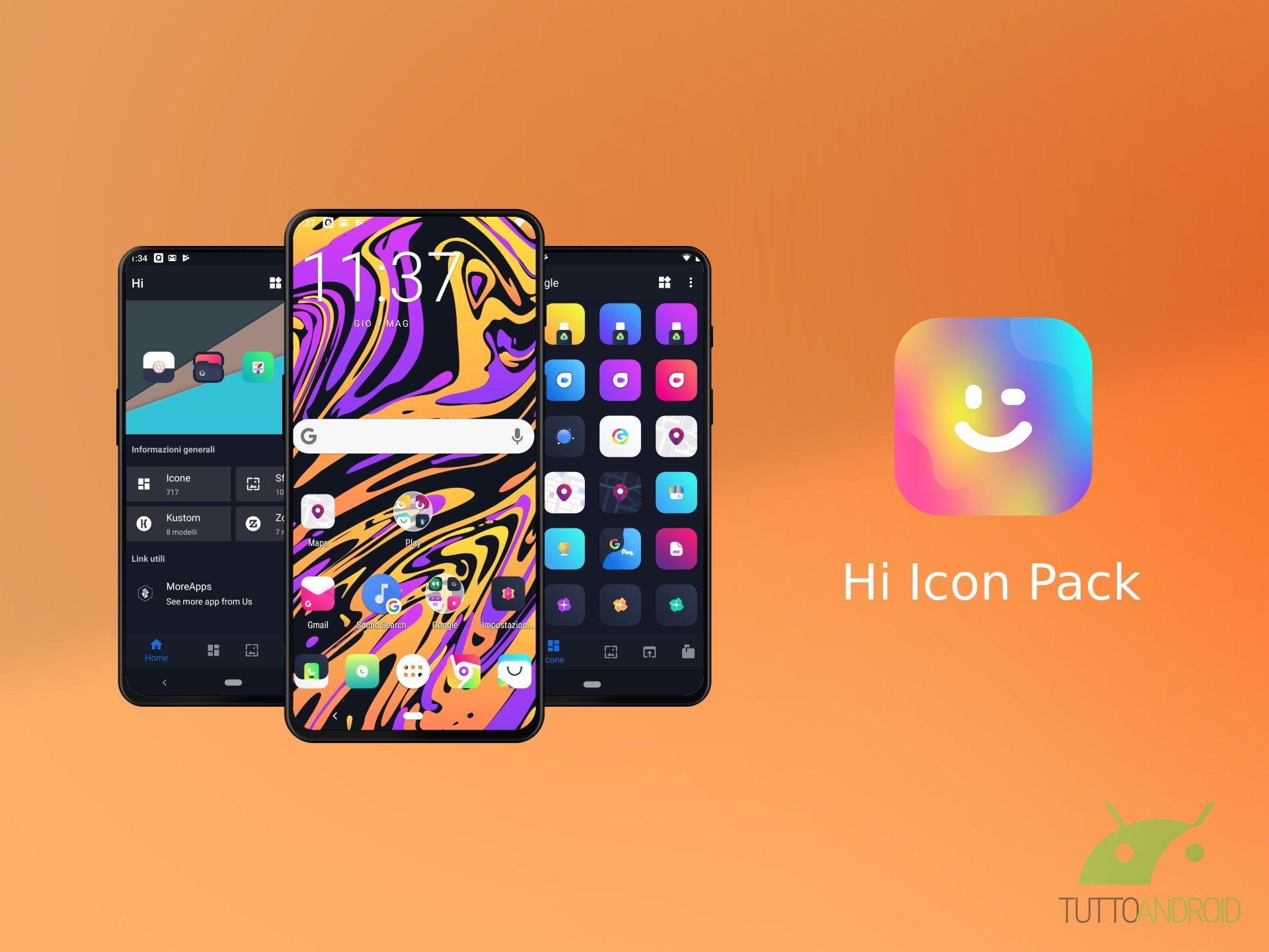 Hi Icon pack offre 700 icone a gradiente, sfondi e modelli