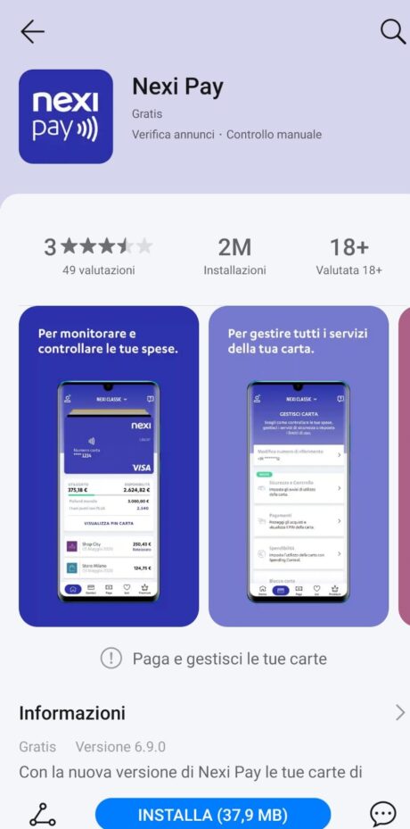 Nexi pubblica l'applicazione Nexi Pay su AppGallery