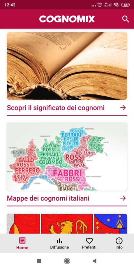 Cognomix è un'app ricca di informazioni sui cognomi italiani