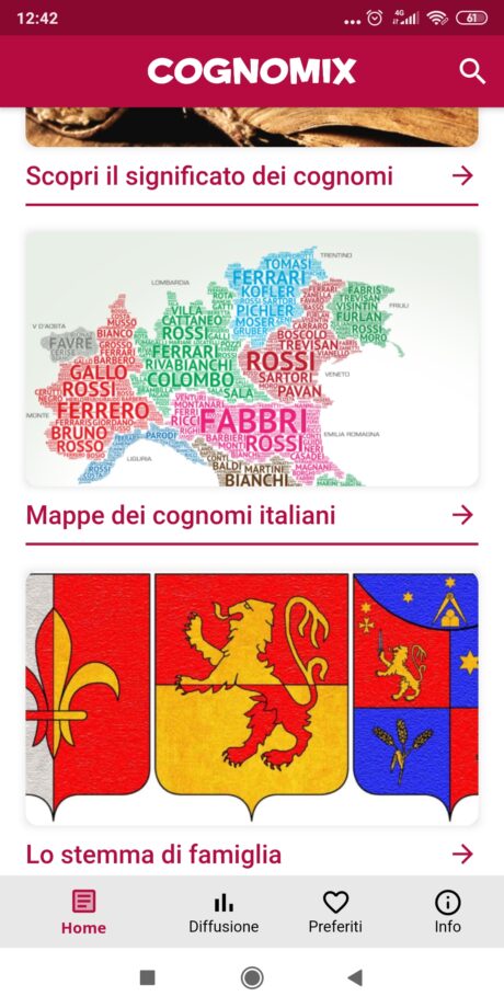 Cognomix è un'app ricca di informazioni sui cognomi italiani