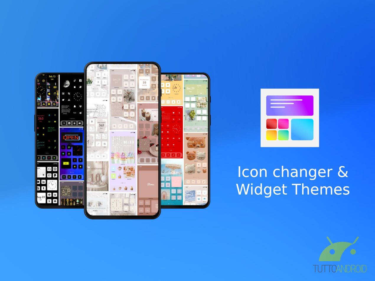 Icon changer & Widget Themes propone centinaia di temi, widget, icone e sfondi