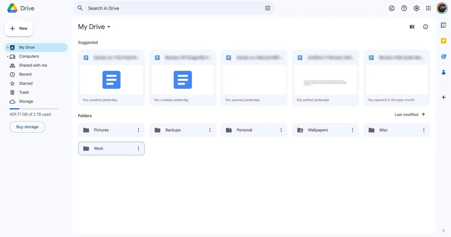 Google Drive riceve il design Material You sul Web