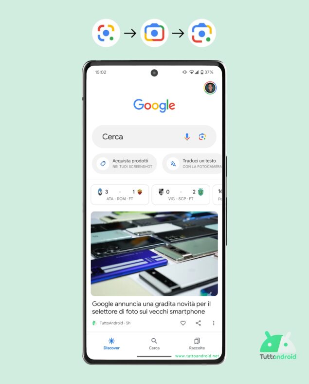 La nuova icona di Lens arriva anche nell'app Google