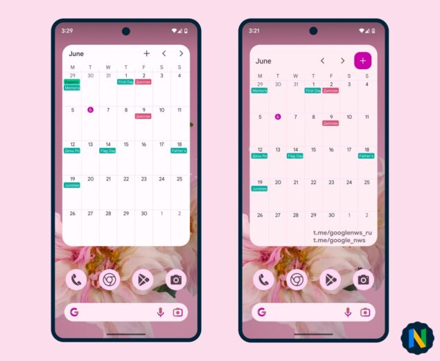 I widget di Google Calendar iniziano a mostrare il vero Material You
