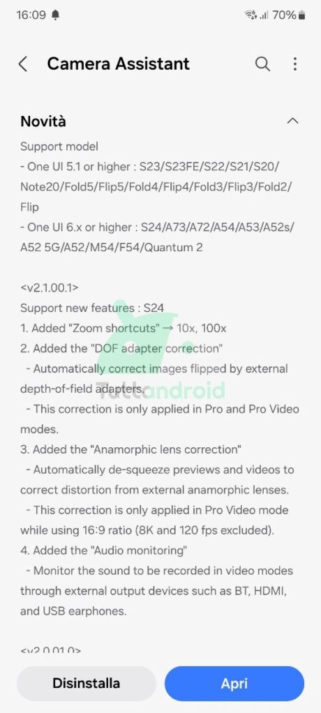 Camera Assistant si aggiorna con supporto ai Samsung Galaxy S24 e altre ...