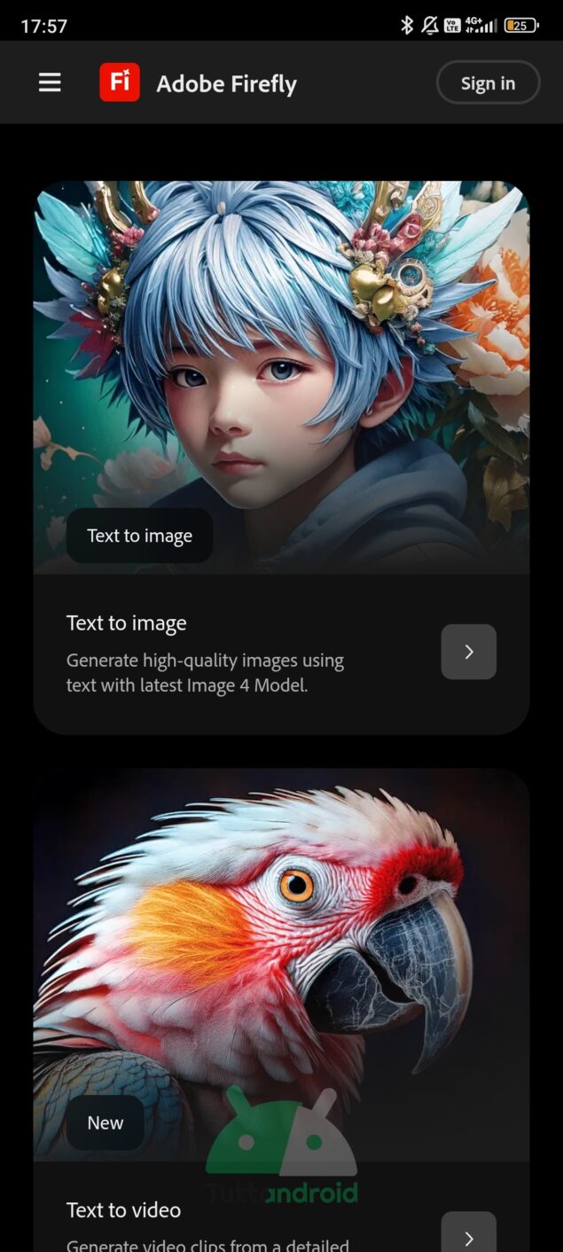 L'AI generativa Adobe Firefly sbarca su Android con un'app dedicata