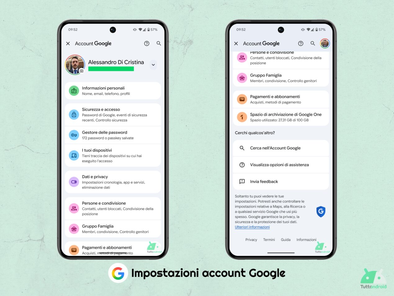Le impostazioni dell'Account Google accolgono M3E su Android 16