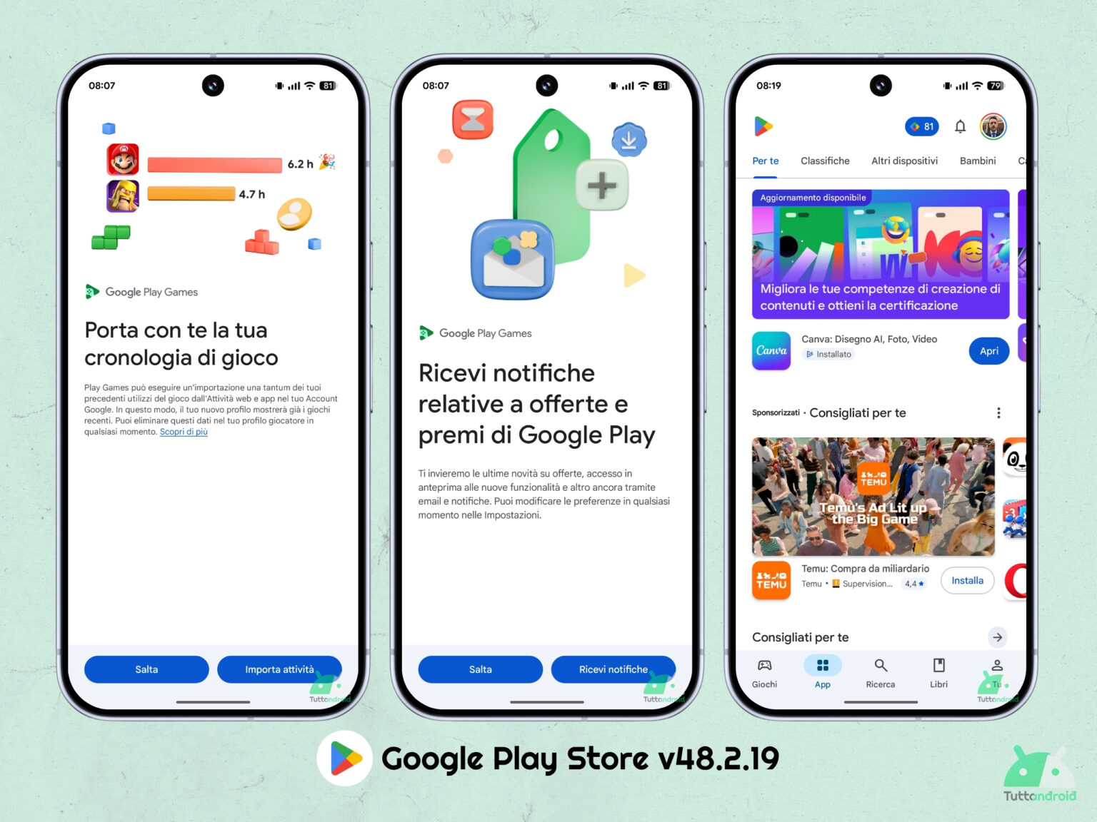Google Play Store si aggiorna: nuova esperienza Play Giochi e scheda Tu ...