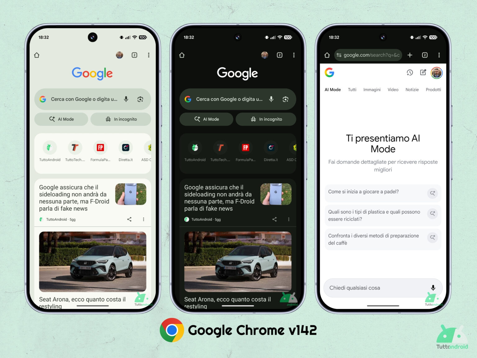 Google Chrome "mobile" accoglie la scorciatoia per la AI Mode