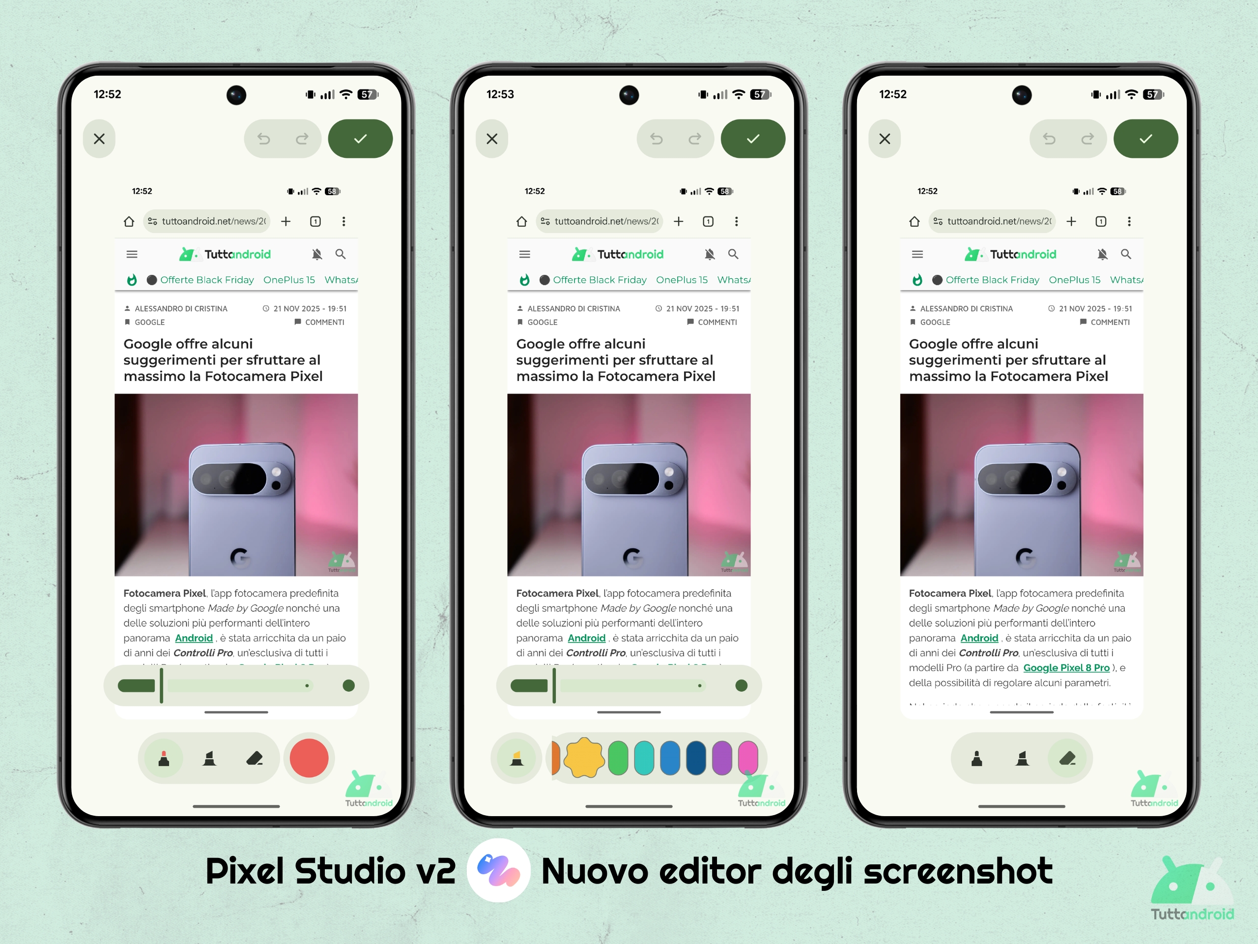 Google sta distribuendo il nuovo editor degli screenshot potenziato da Pixel Studio