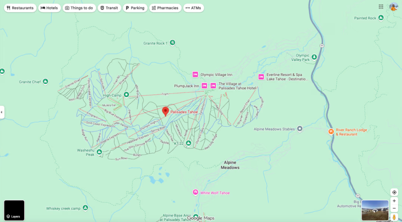 Su Google Maps ritornano gli impianti di risalita e le piste da sci
