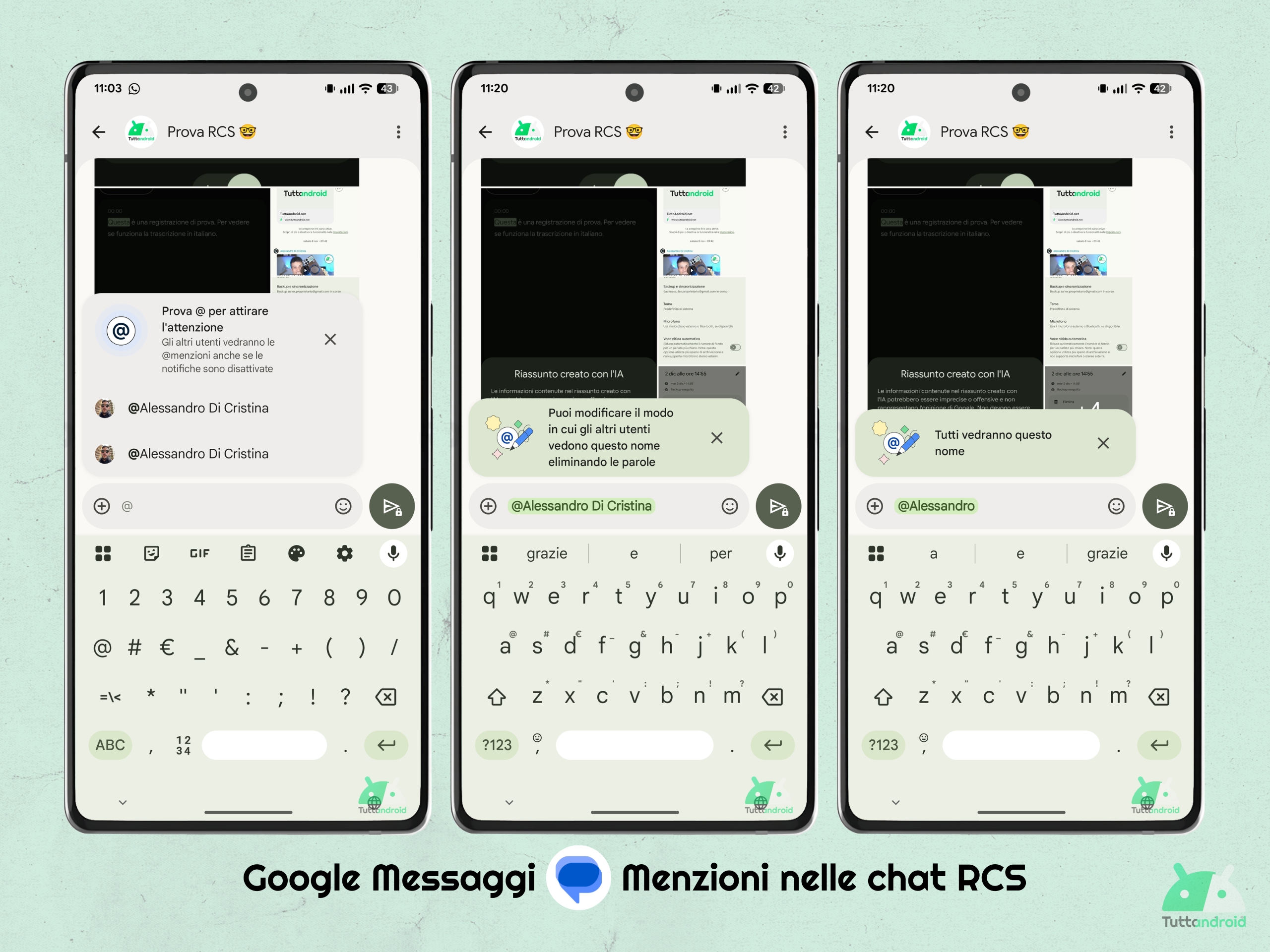 Google Messaggi: nelle chat RCS di gruppo arrivano le Menzioni