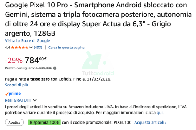 Prezzi da urlo per i Google Pixel 10 su Amazon: col coupon si parte da ...